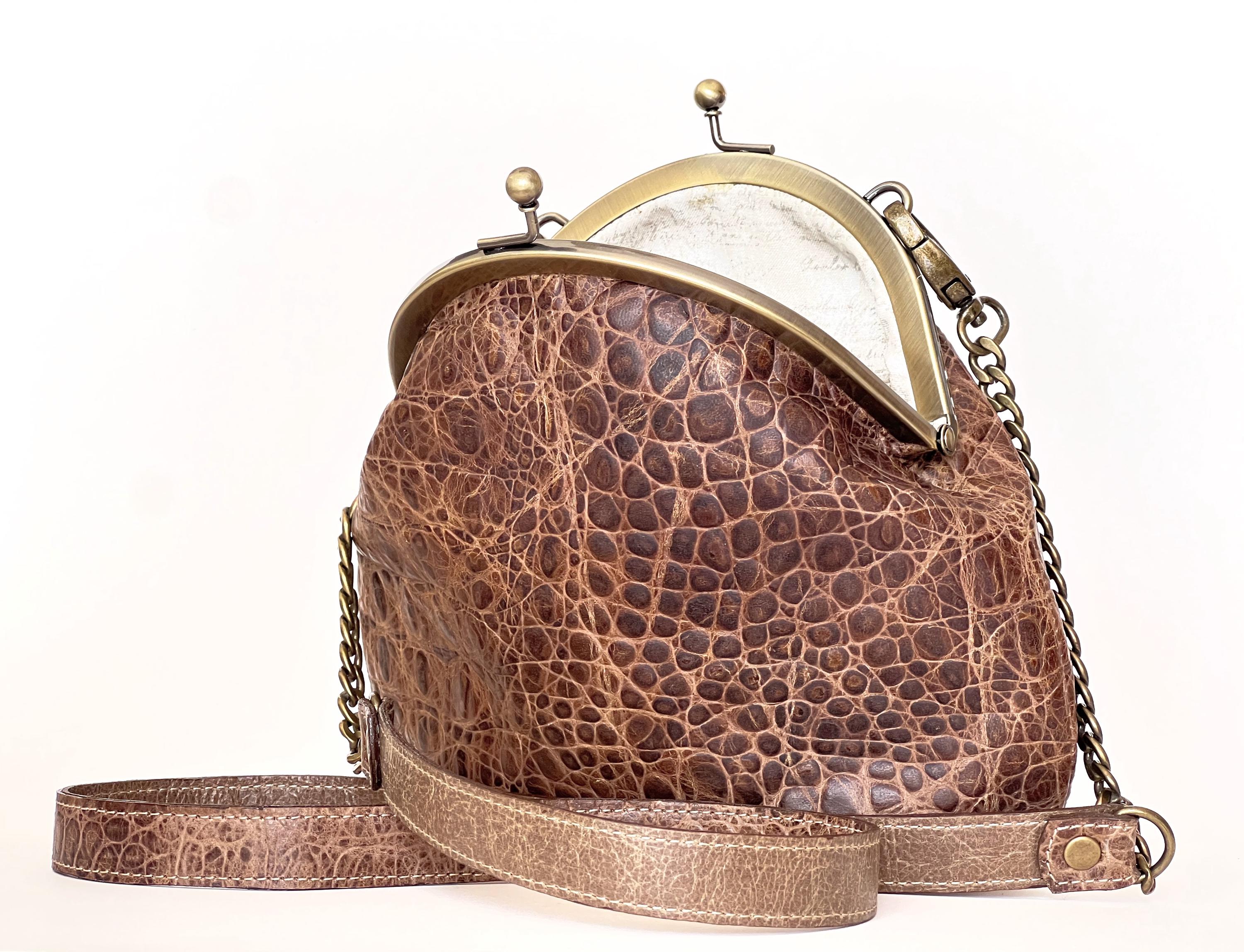 Embossed Genuine Leather Bag, Handmade Small Bag, Top Closure Bag ...
