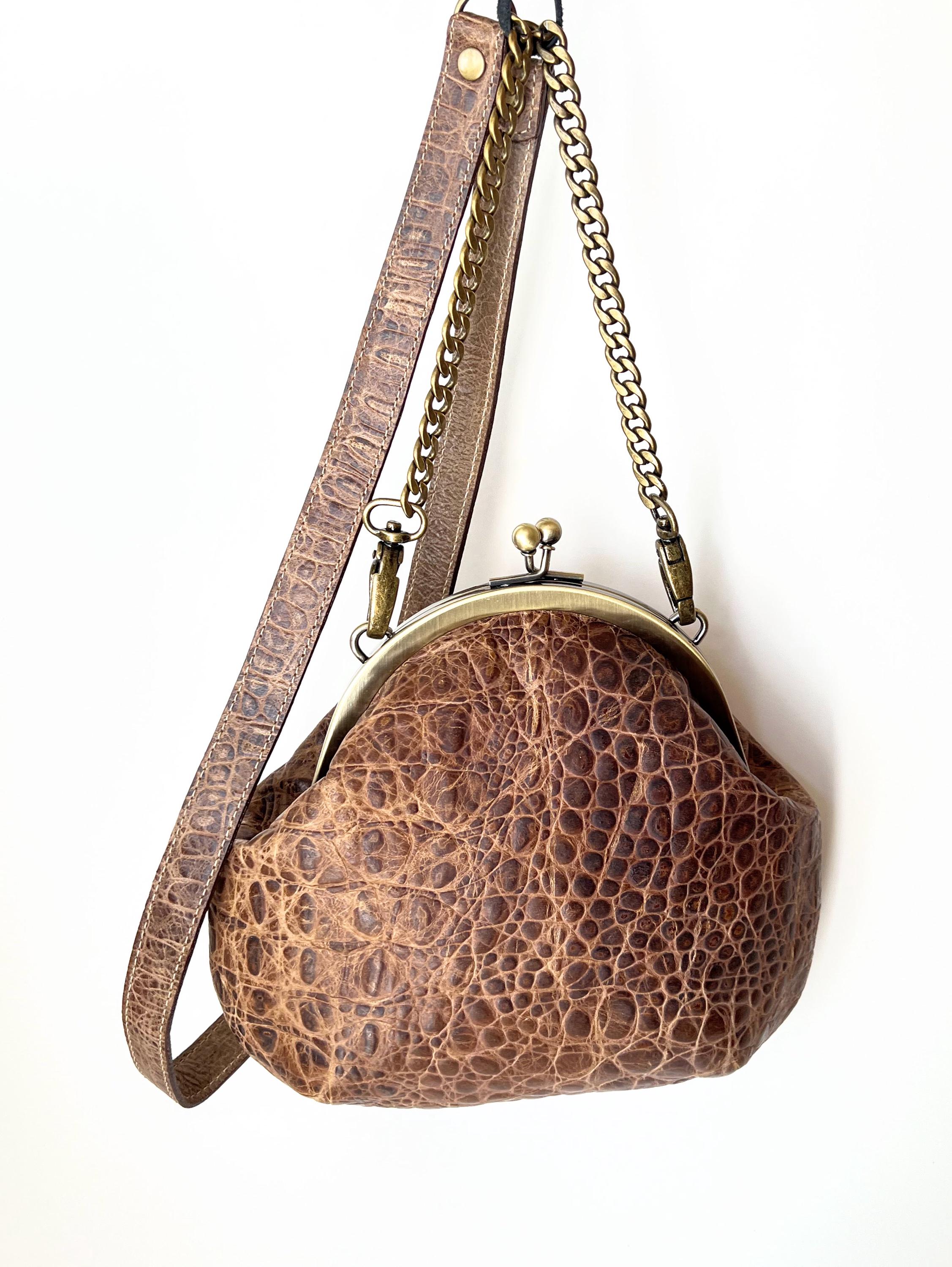 Embossed Genuine Leather Bag, Handmade Small Bag, Top Closure Bag ...
