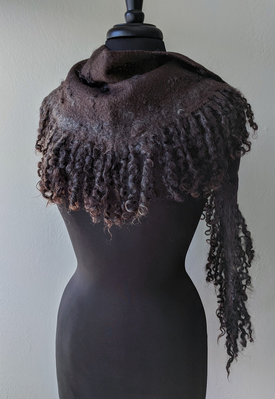 Brown Wool Scarf Wensleydale Locks Felting Kerchief Wool - Etsy
