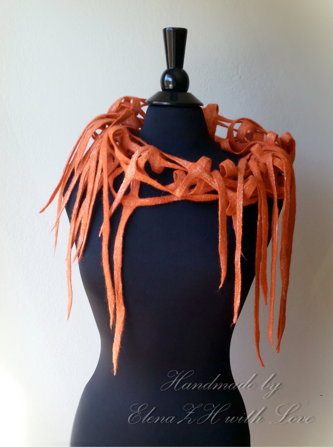 Orange Wool Scarf, Women's Scarves, Felt Scarf, Wool Wraps, Street ...
