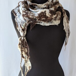 Brown Wool Scarf, Felting Kerchief, Wool Scarf, Merino Fleece, Women ...