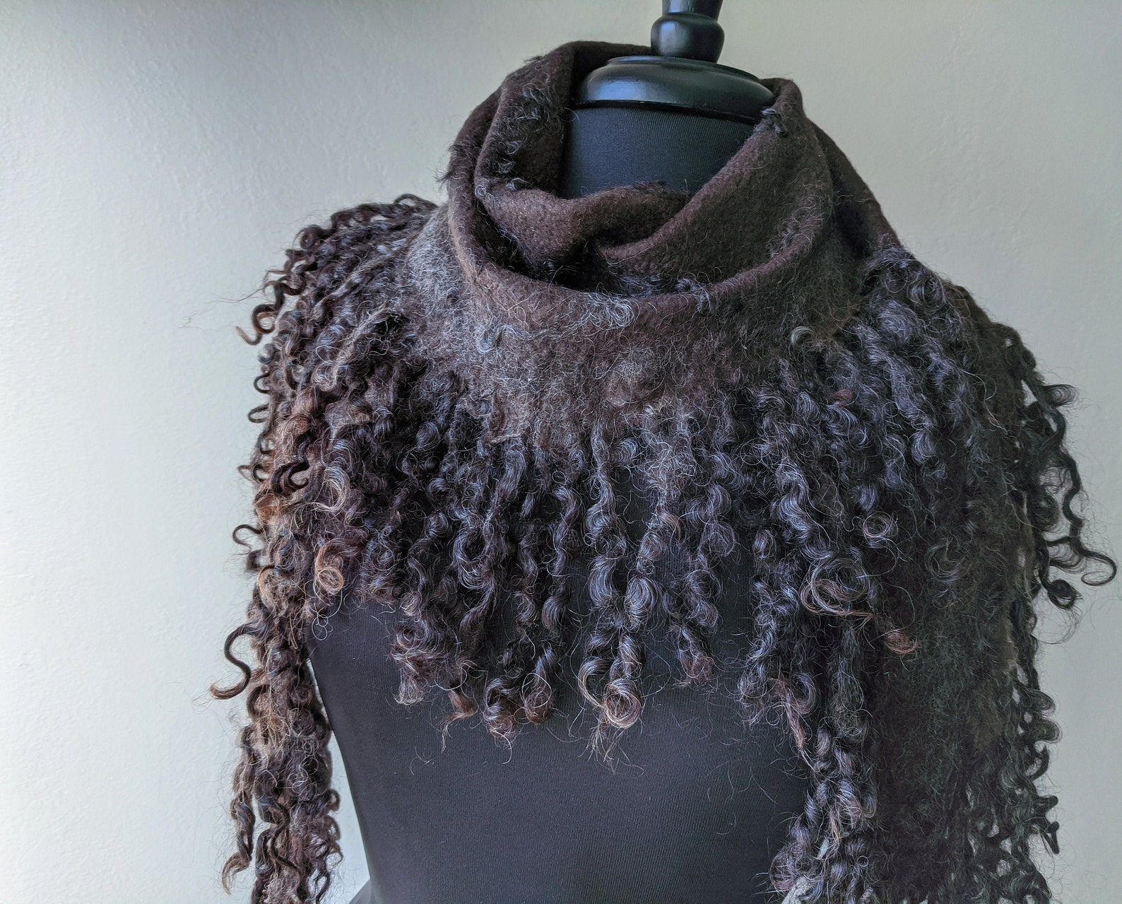 Brown Wool Scarf Wensleydale Locks Felting Kerchief Wool - Etsy
