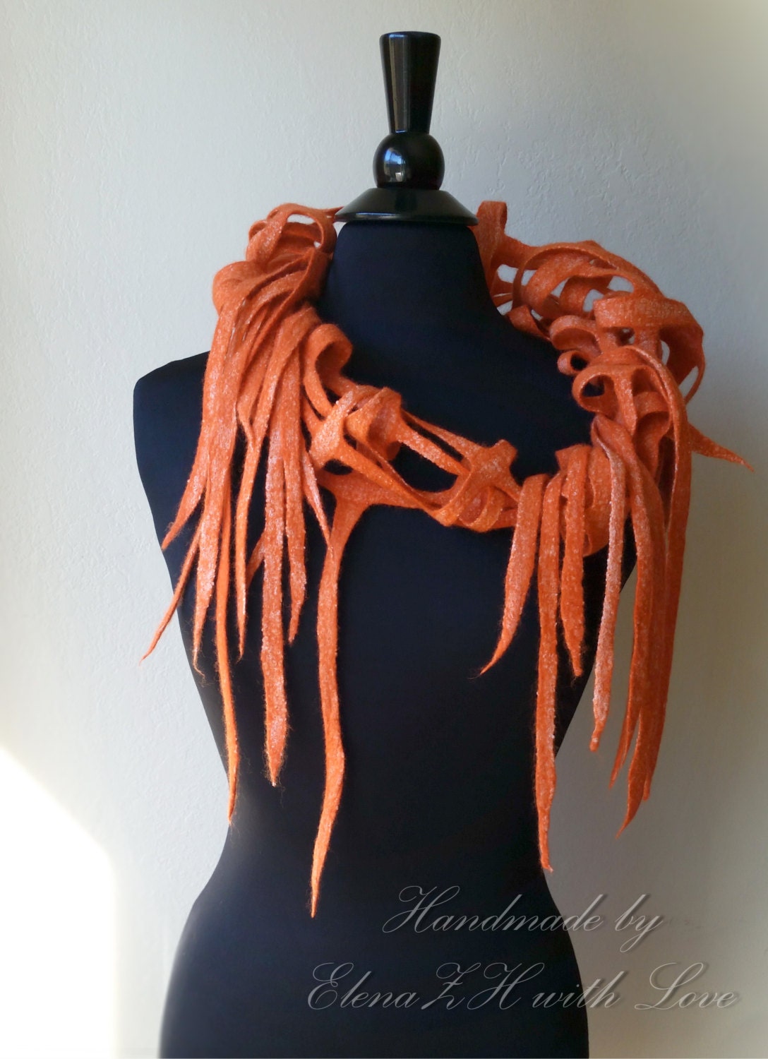 Orange Wool Scarf, Women's Scarves, Felt Scarf, Wool Wraps, Street ...