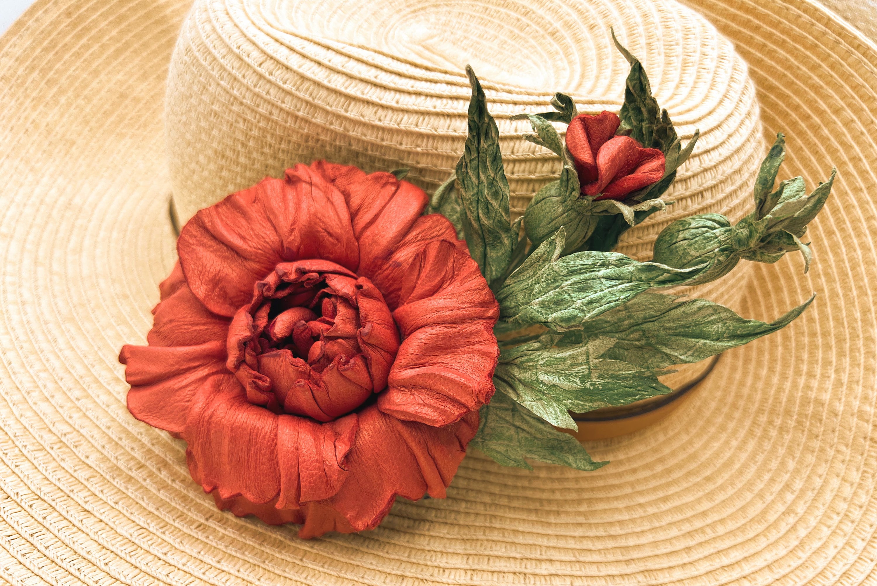 Leather Rose, Flower Brooch, Leather Floral Headpiece, Handmade Brooch ...