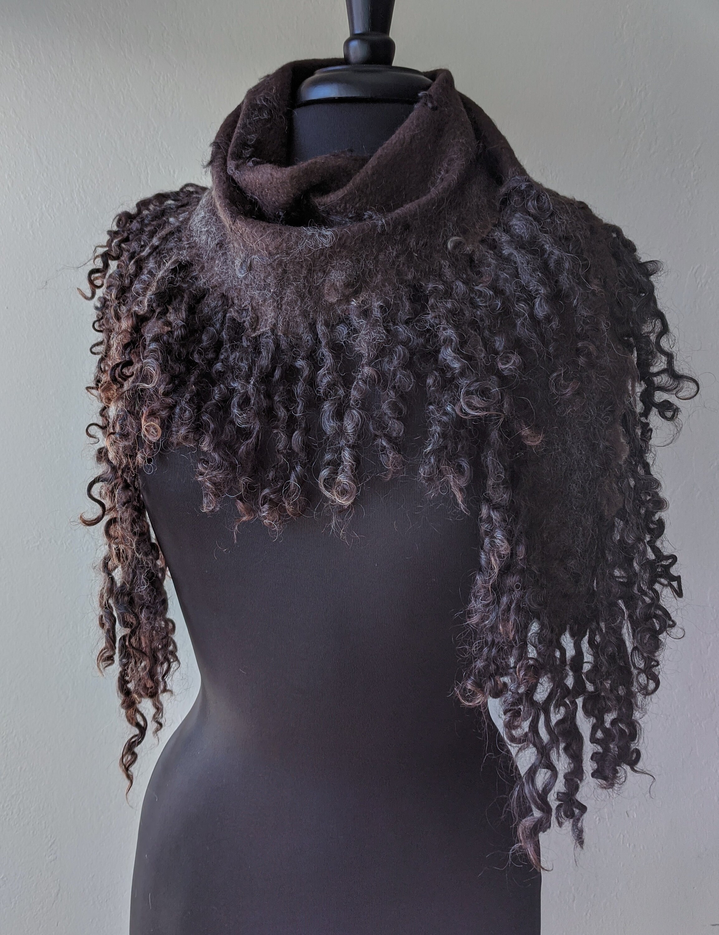 Brown Wool Scarf Wensleydale Locks Felting Kerchief Wool - Etsy