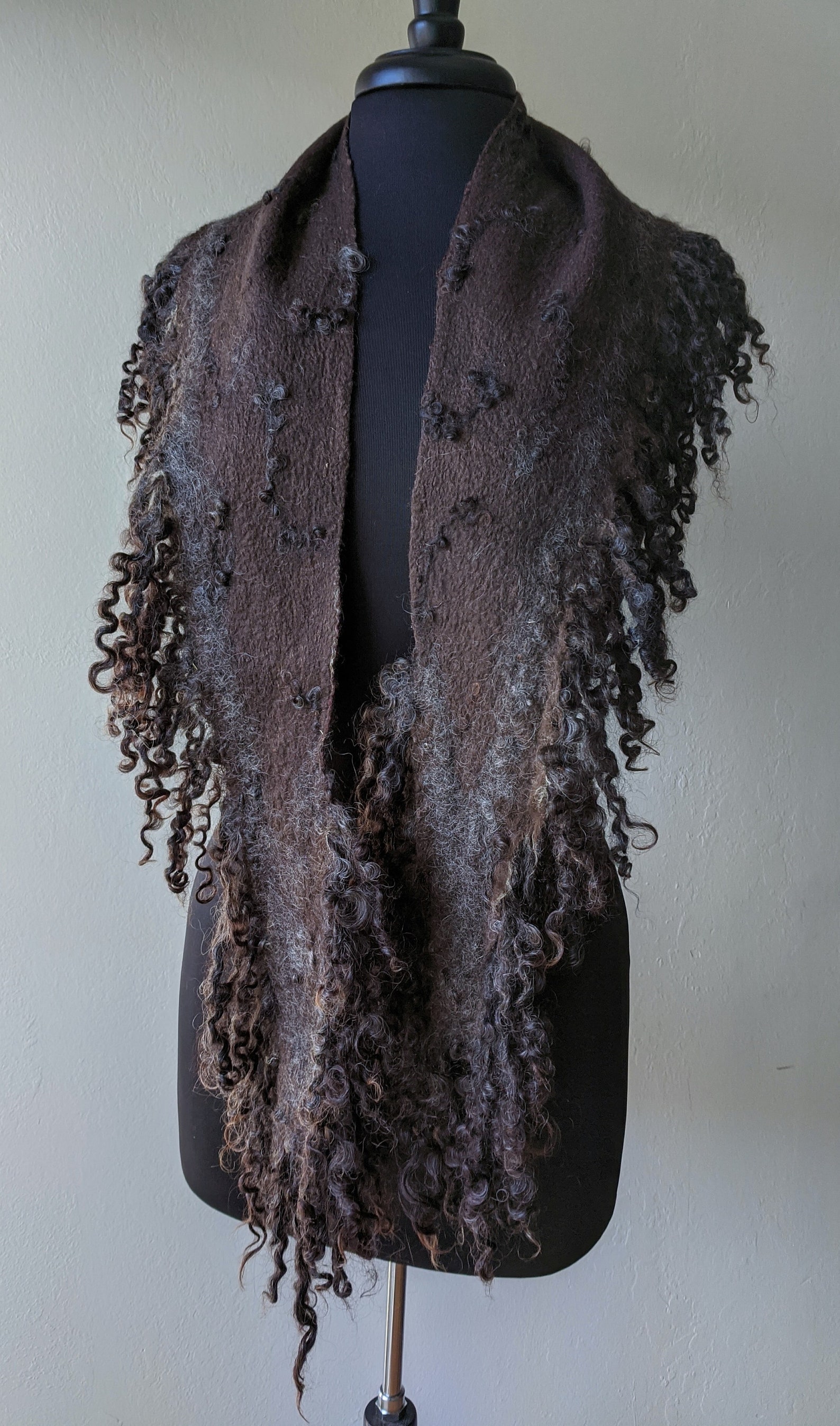 Brown Wool Scarf Wensleydale Locks Felting Kerchief Wool - Etsy