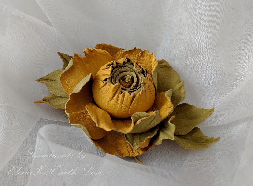 Leather Flower, Brooch Pin, Leather Jewelry, Flower Brooch, Leather ...