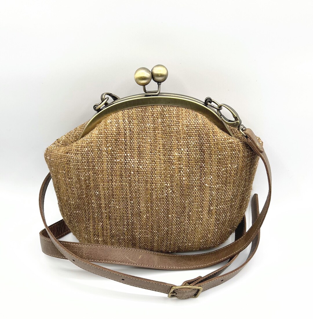 Kiss Lock Handbag, Fabric Handmade Bag, Top Closure Bag, Shoulder Bag ...