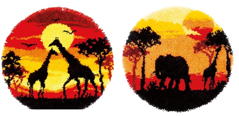 Vervaco Latch Hook Kit 22 Round Giraffes in the Sunset - Etsy