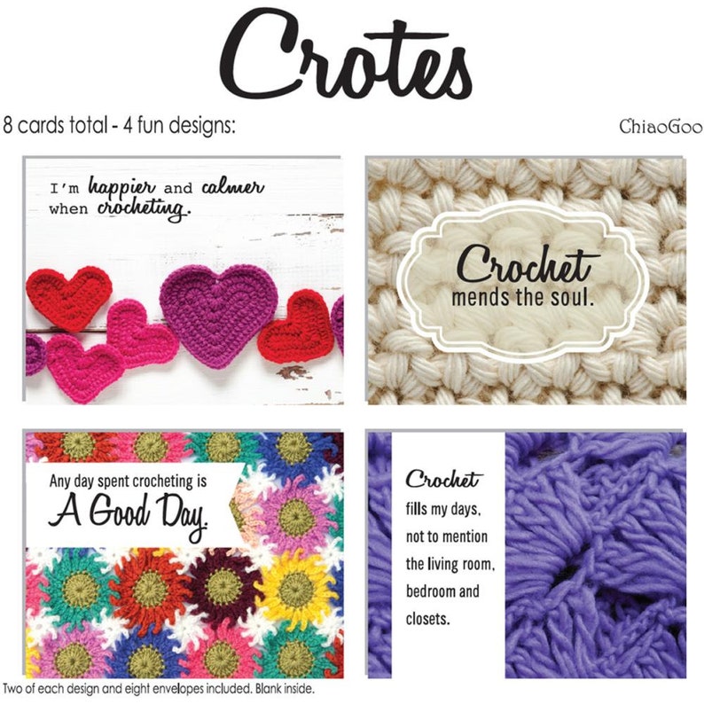 Chiaogoo Crochet Note Card Set, 8/pack - Etsy