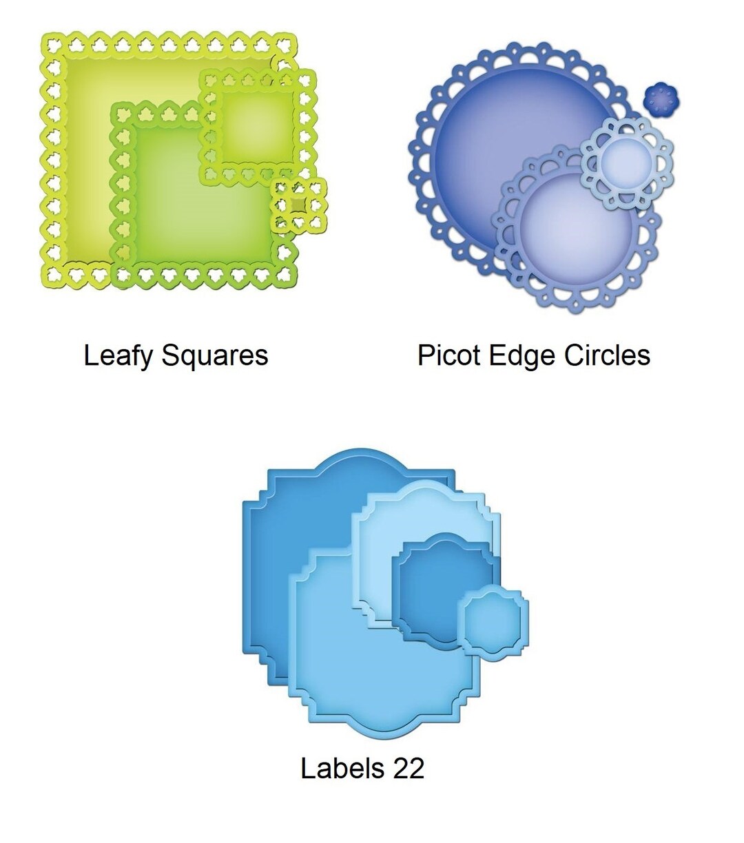 Spellbinders Nestabilities Dies - Leafy Squares, Picot Edge Circles ...