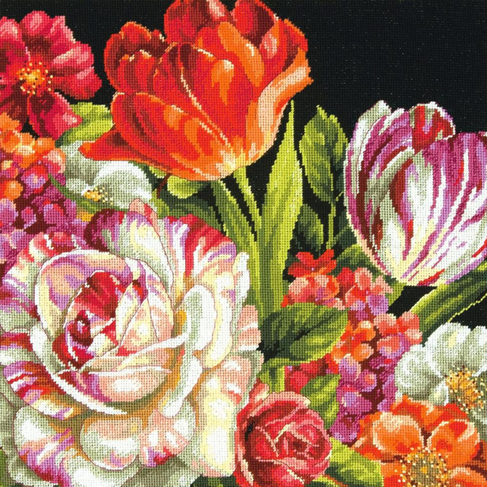 Dimensions Needlepoint Kit Bouquet on Black - Etsy