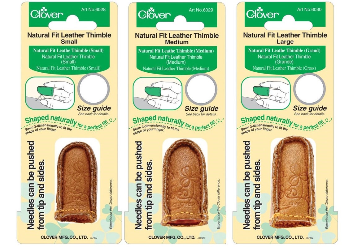 Clover Natural Fit Leather Thimble, Small (6028), Medium (6029), Large ...