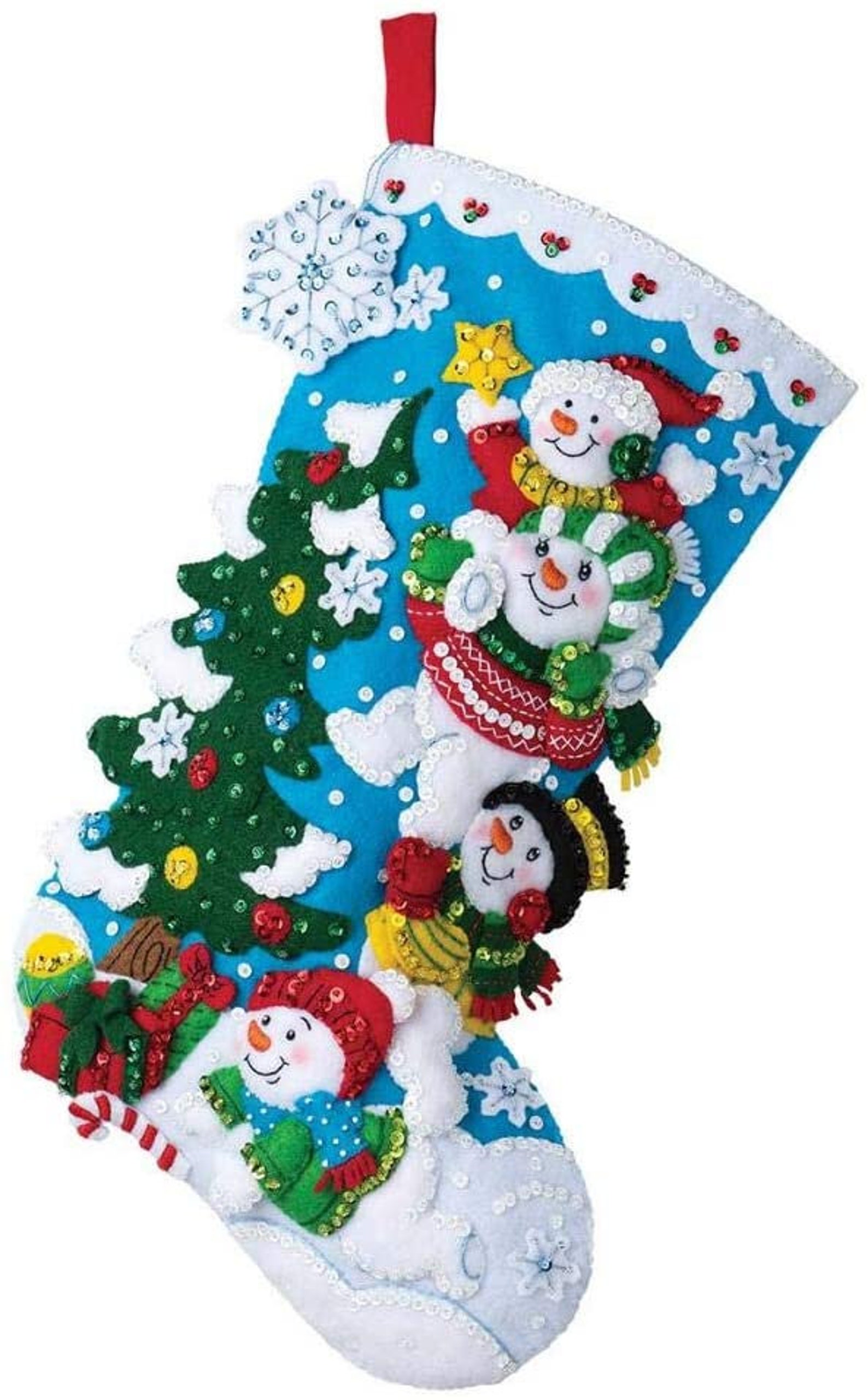 Bucilla Felt Stocking Applique Kit 18"- Oz, Teamwork, Dogs, Poinsettia ...