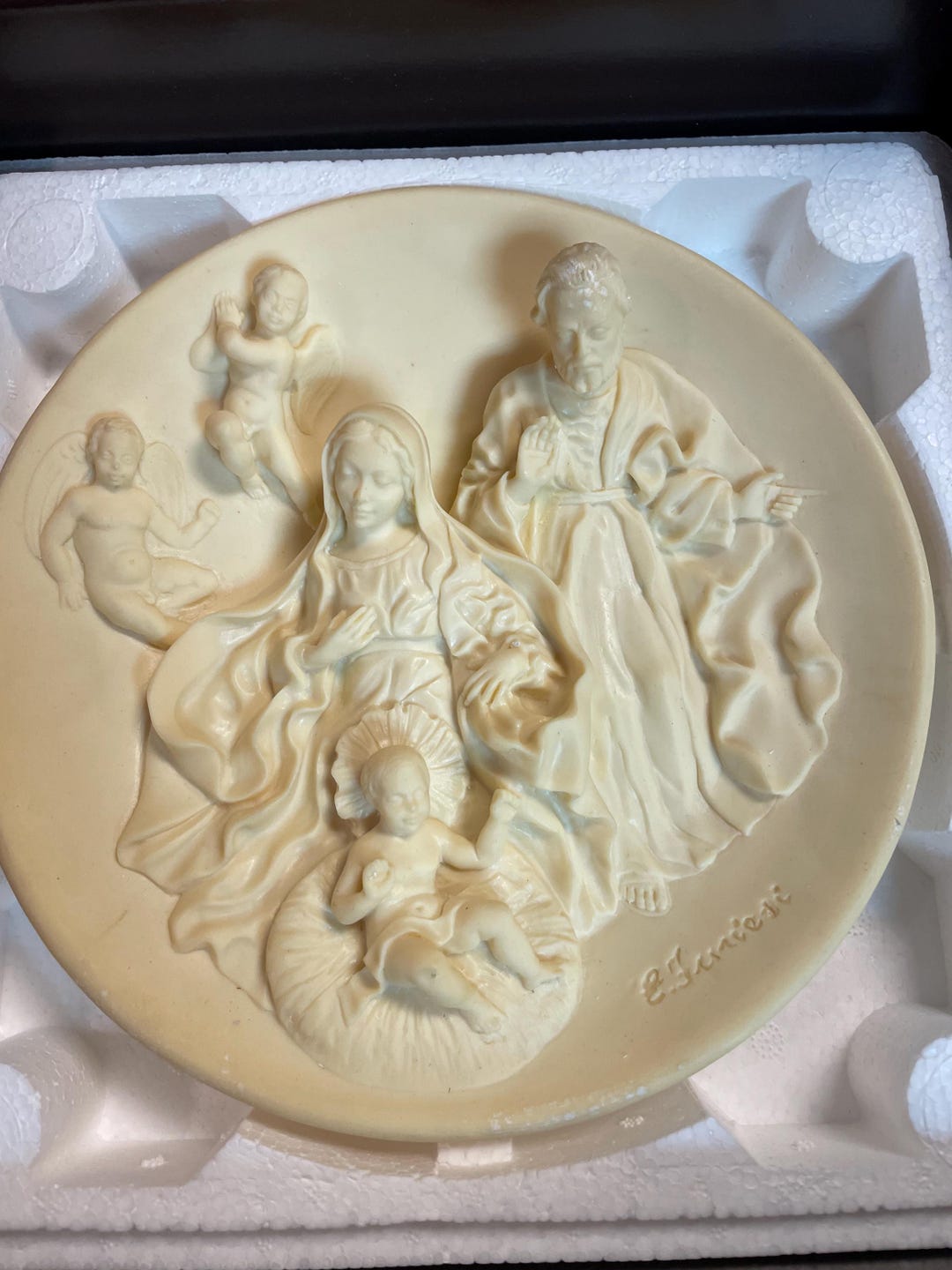 Vintage Italian Alabaster Nativity Relief Plate – Ennio Furiesi 1987 ...