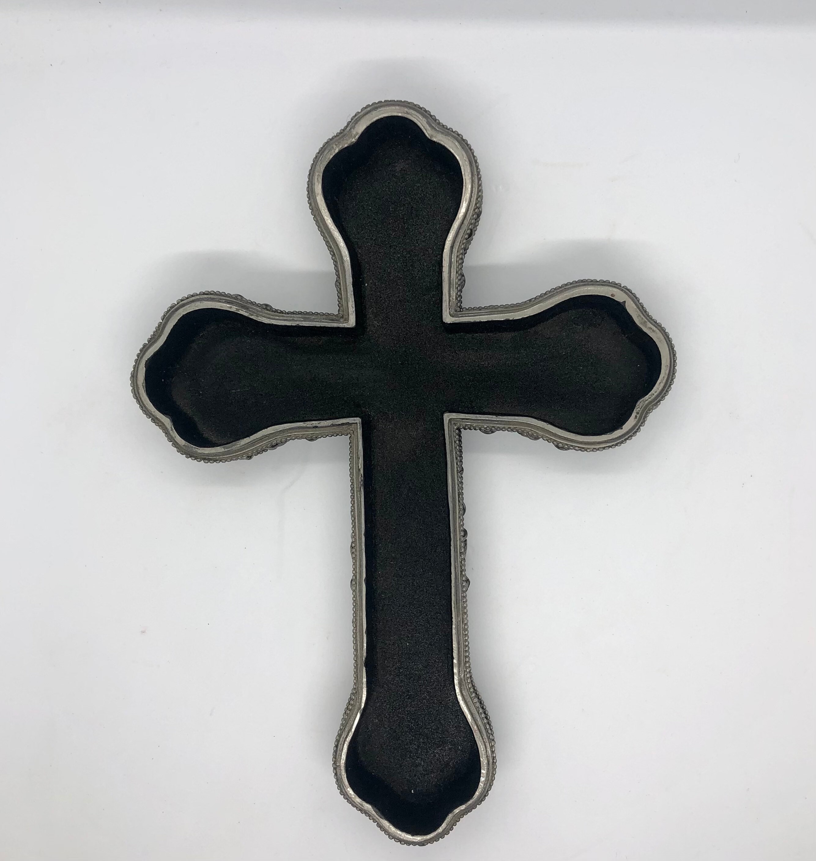 Pewter Cross Trinket Box Floral Raised Design by UDC - Etsy