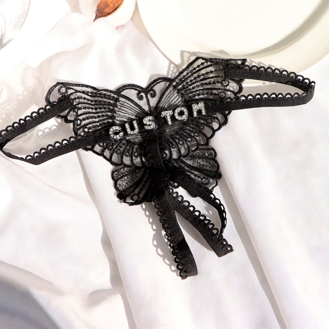 Custom Sexy Thong With Rhinestone Letters and Butterfly Sexy Body Chain ...