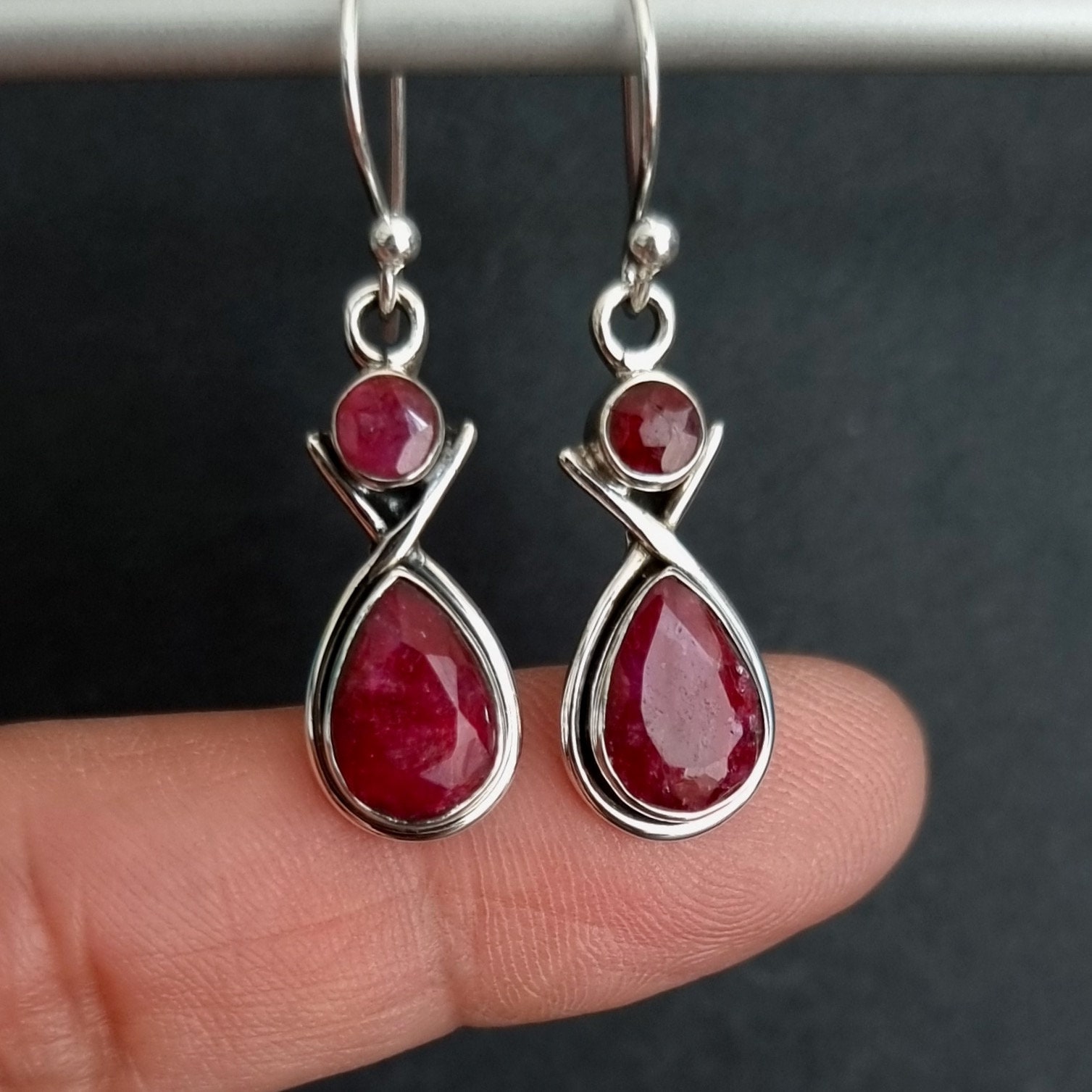 Ruby sterling silver earrings store