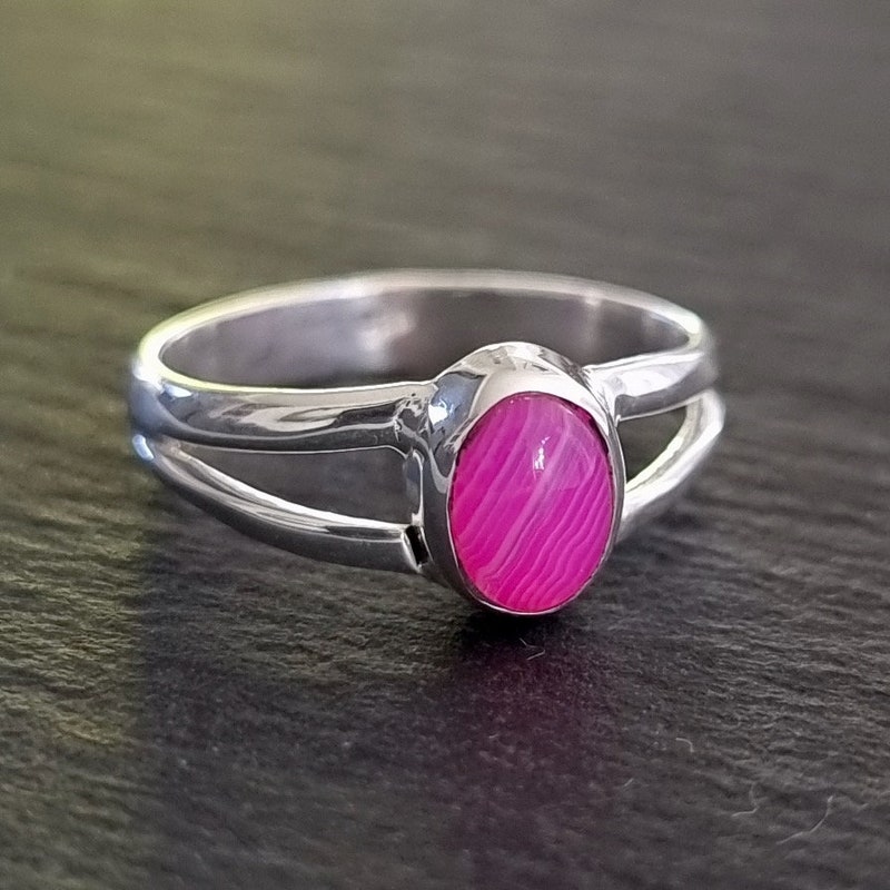 Pink Agate Ring Women - Etsy UK