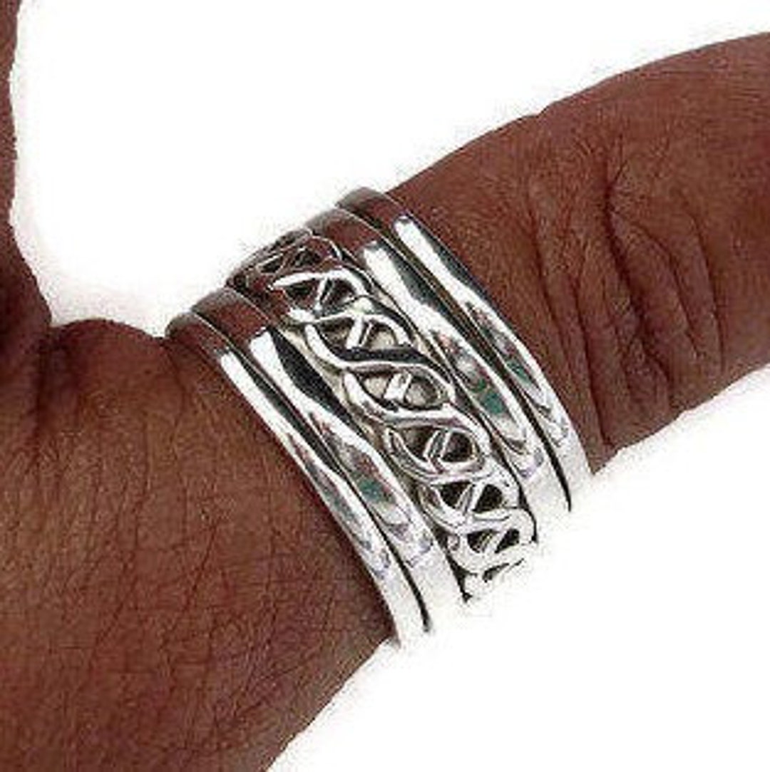 Silver Celtic Weave Spinner Ring, Mens Spinning Ring, Thumb Ring, 925 ...
