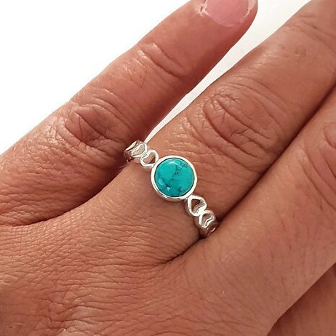 Turquoise Ring, Heart Ring, 925 Silver Rings, Solitaire Ring, December ...