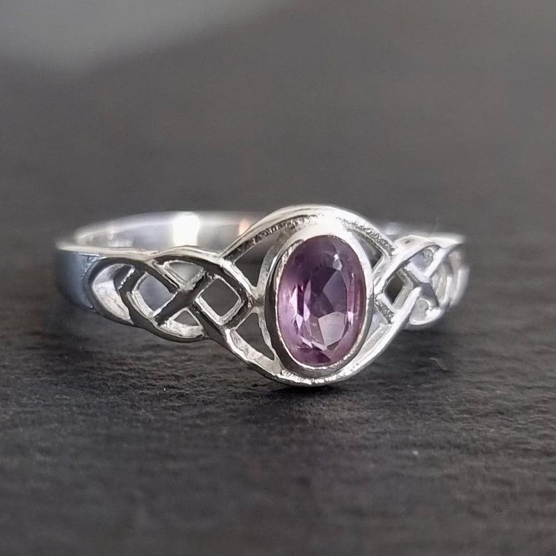 Purple Gem Celtic Ring - Etsy UK