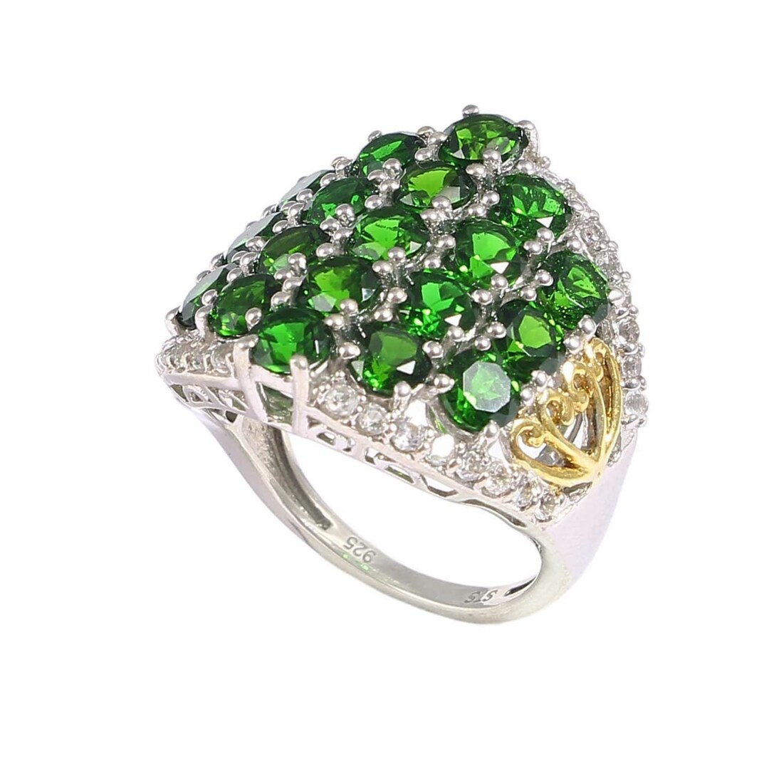 Designer Russian Chrome Diopside Ring, 925 Sterling Silver/gold Rhodium ...