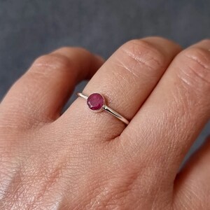 Pretty Ruby Stacking Ring, 5mm Round Gemstone Solitaire Ring, 925 ...