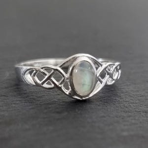Celtic Knot Rainbow Moonstone Ring, 925 Sterling Silver, June ...