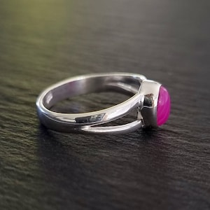 Modern HOT Pink Agate Sterling Silver Ring, Fuschia Bright Pink ...