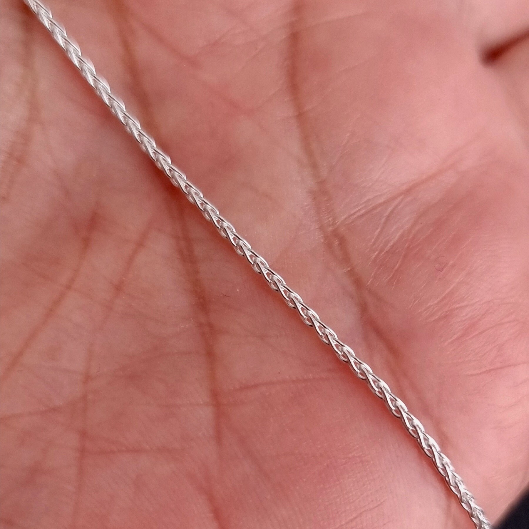 Wheat Spiga Chain 1.5mm 925 Sterling Silver Chain 16 | Etsy