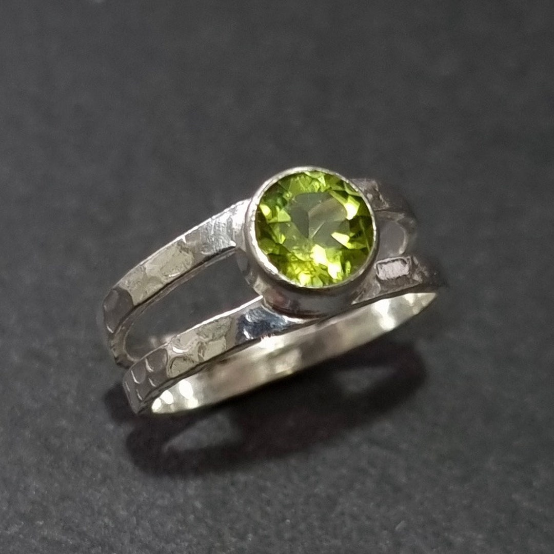Round Peridot 925 Sterling Silver Ring, Size US 5 1/4 / UK K, August ...