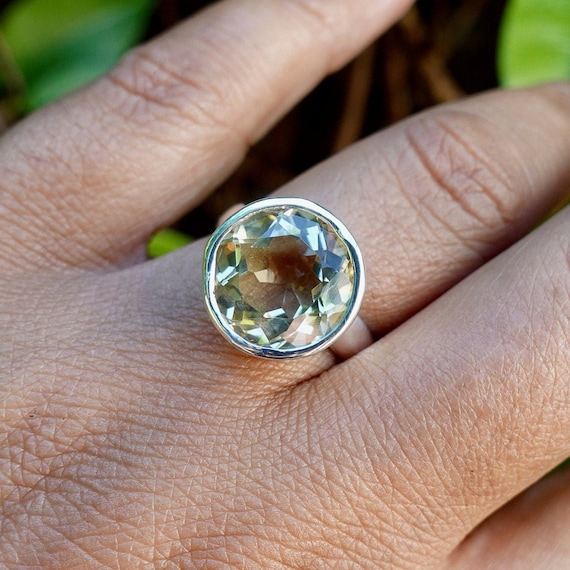 Facetted Round Lemon Topaz Ring US 7 1 2 UK O1 2 November Birthstone 925 Sterling Silver Yellow Stone Solitaire Ring Mistry Gems R108 Etsy