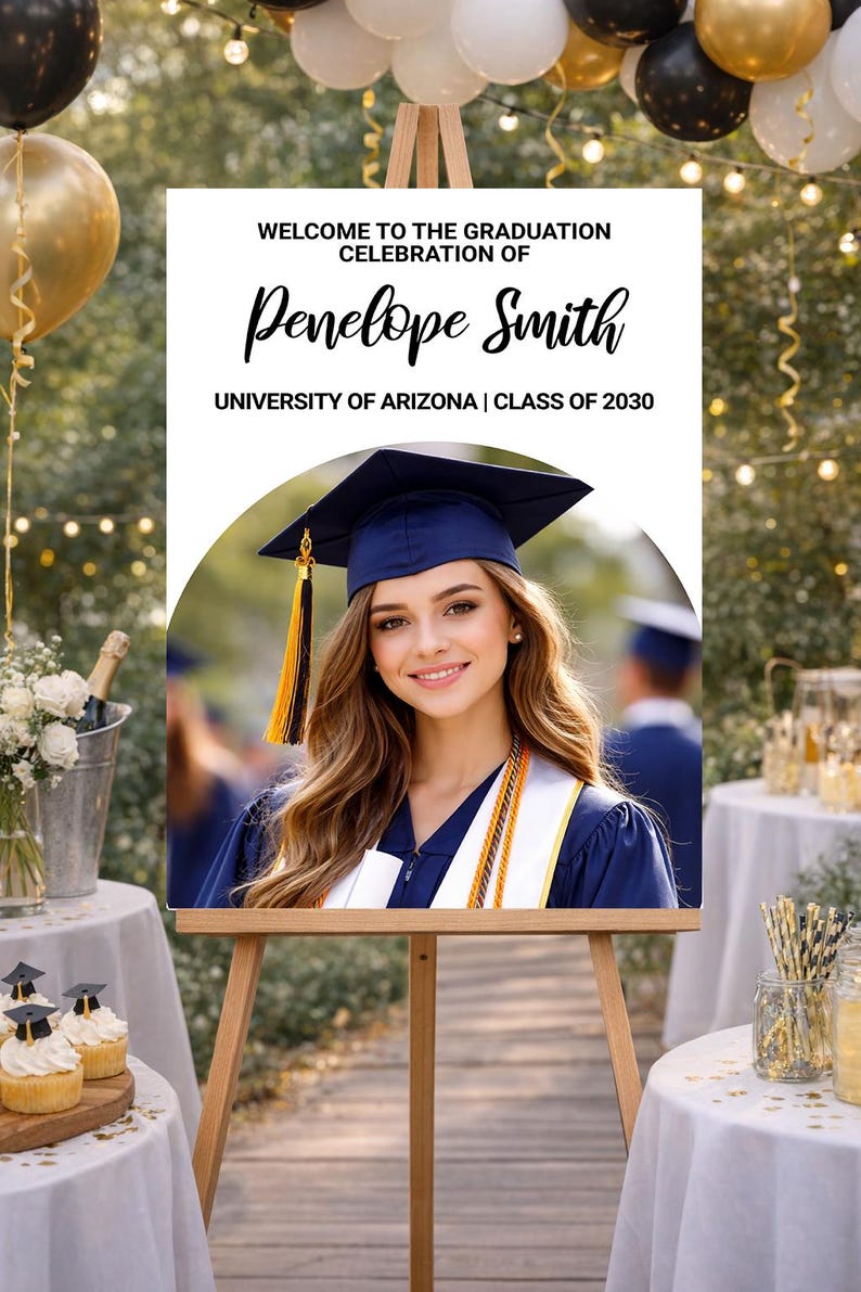 Printed Graduation Welcome Sign on Foam Board, Personalized Grad Party ...
