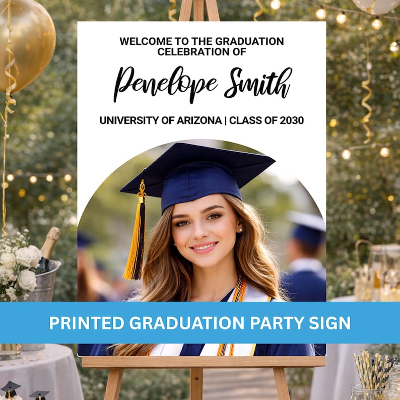 Printed Graduation Welcome Sign on Foam Board, Personalized Grad Party ...