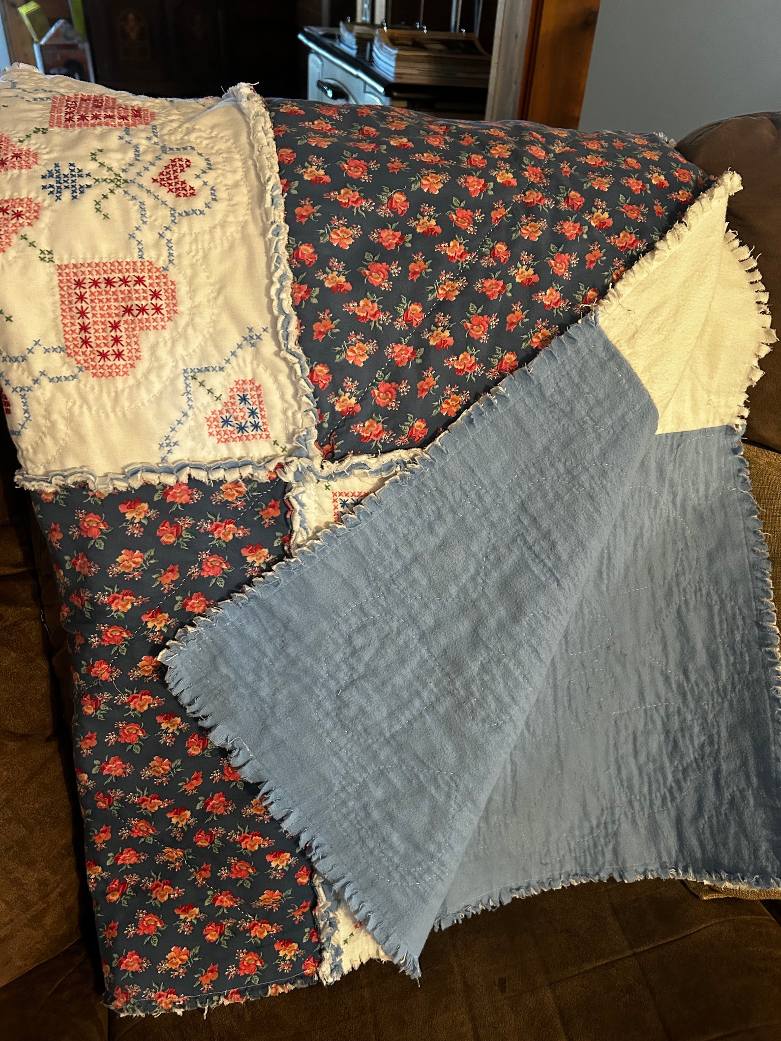 Embroidered Rag Quilt - Etsy