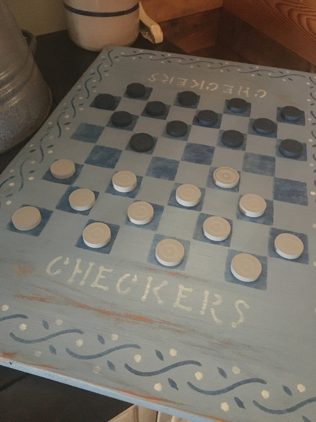 Handmade Rustic Checker Board and Checkers - Etsy