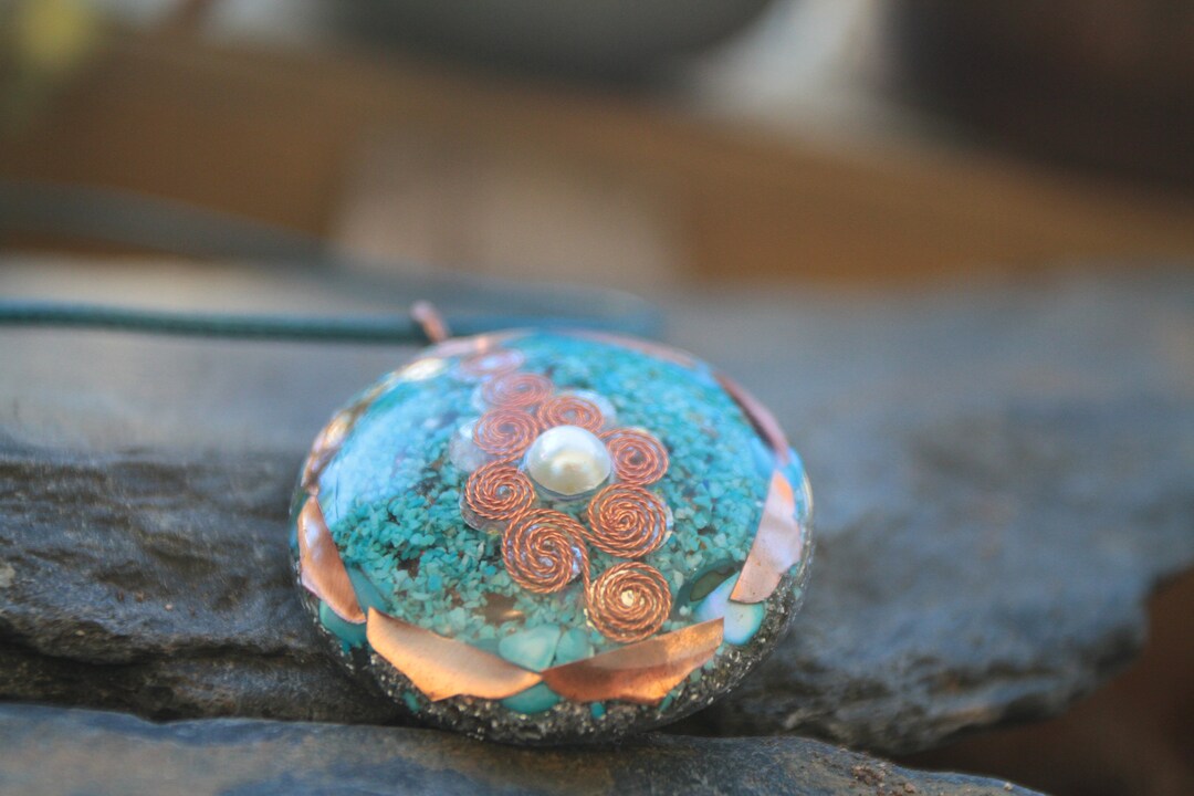 Orgonite Pendant – Mandala Pendant - Heddeka and Khaleme Symbols (water ...