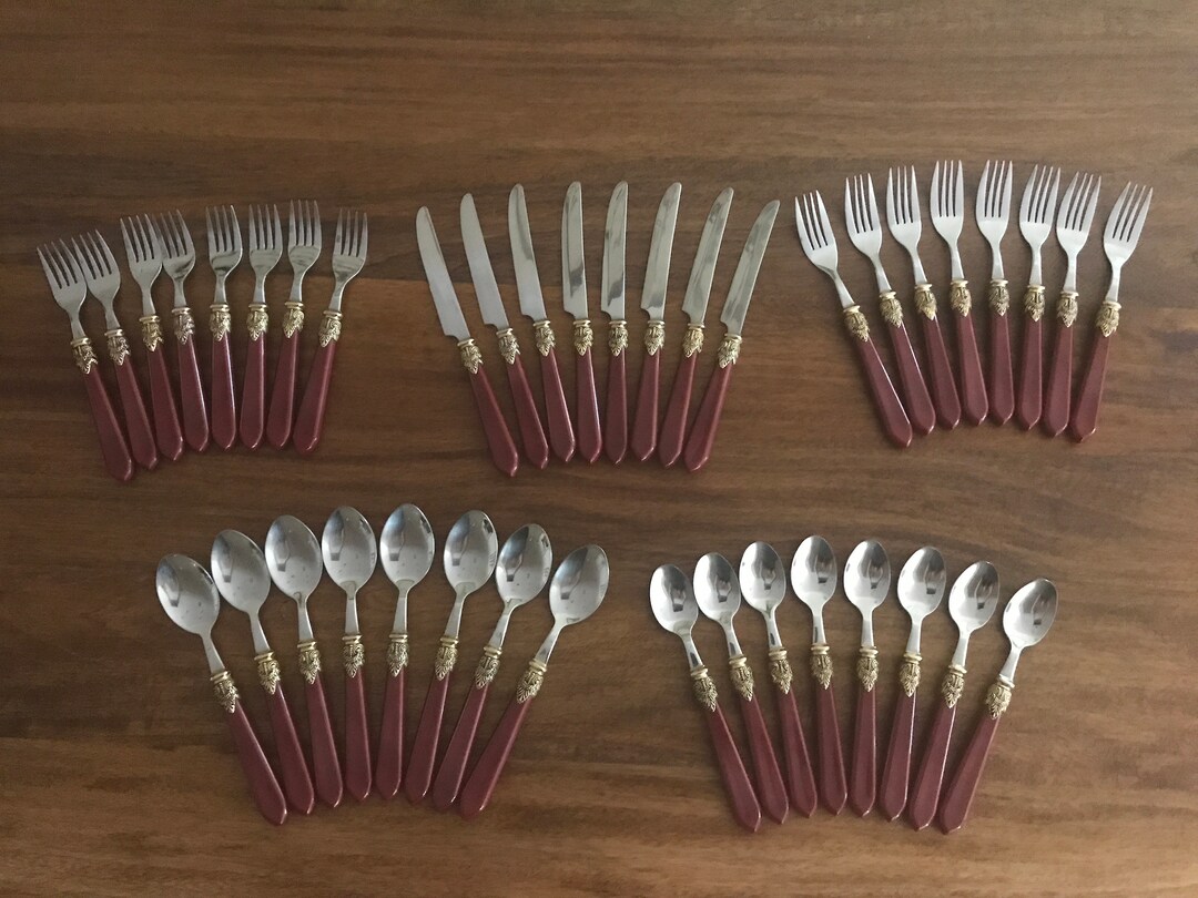 Vintage Hampton Silversmiths Burgundy / Maroon Handle Silverware ...