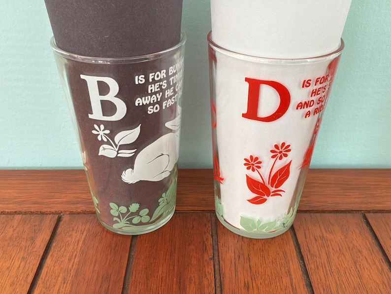 One Vintage Hazel Atlas Alphabet / Letters Glasses - B is for Bunny, D ...