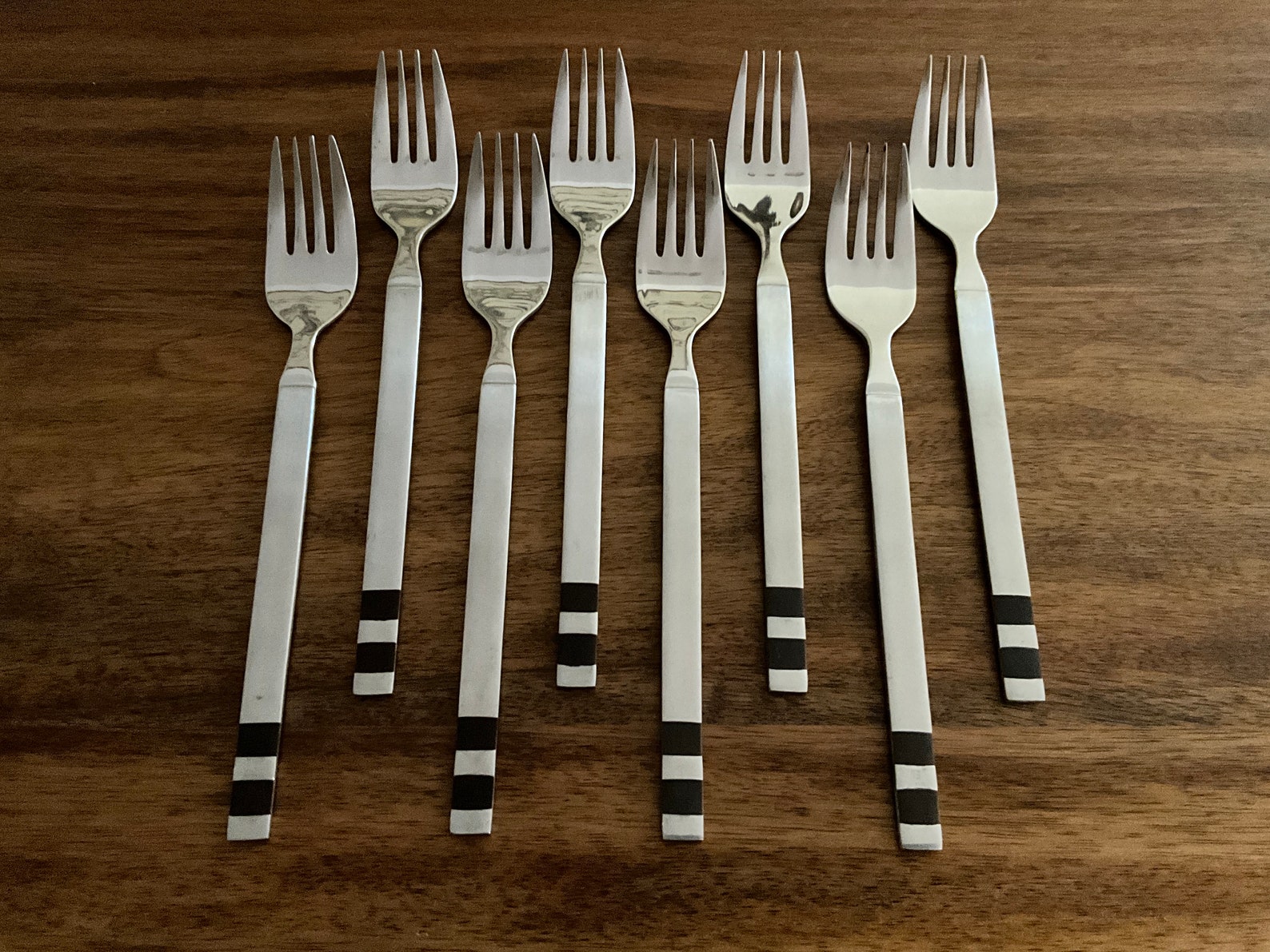 Mid Century Danish Modern Rogers Stanley Roberts Wood Inlay Stainless ...