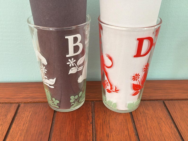 One Vintage Hazel Atlas Alphabet / Letters Glasses - B is for Bunny, D ...