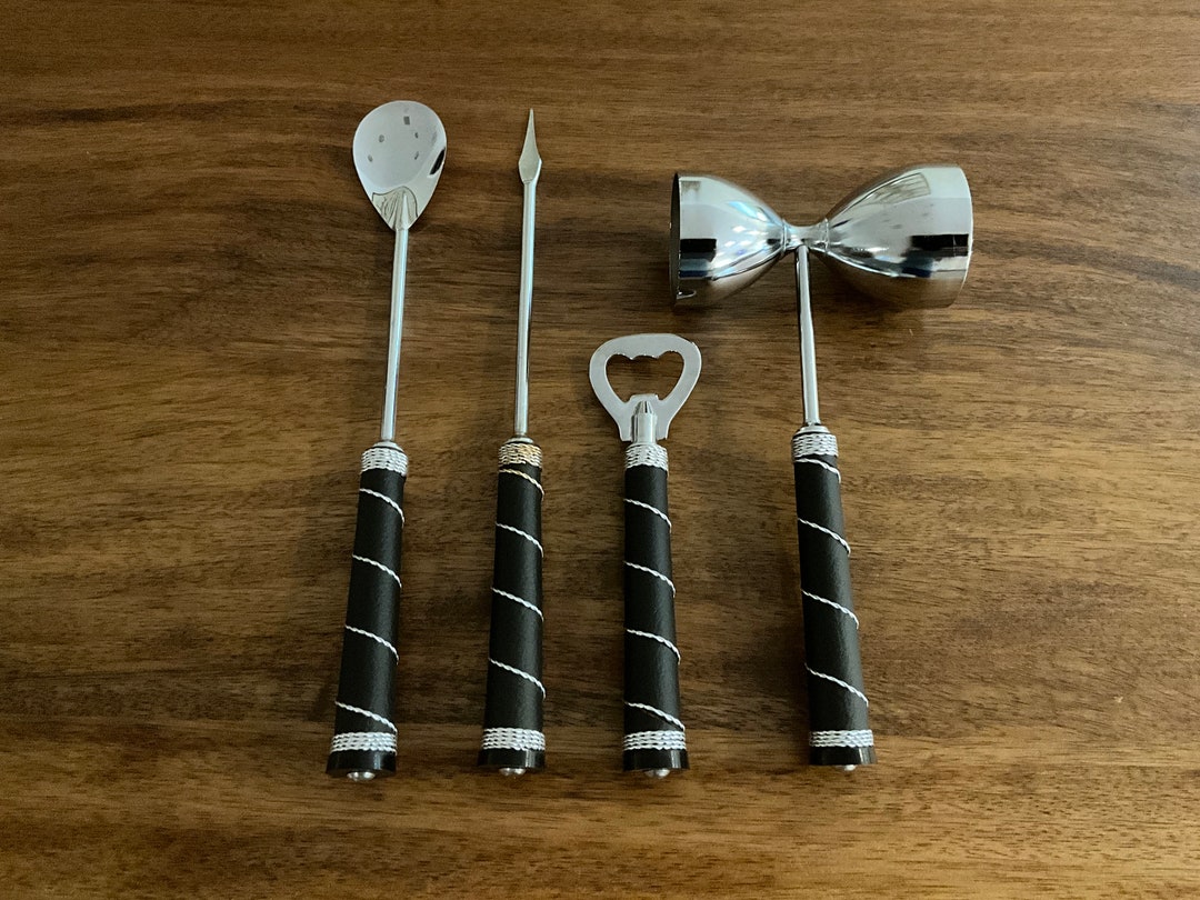 Vintage 4 Piece Riding Crop Bar Set by Swank - Bar Tools / Mixing Set ...