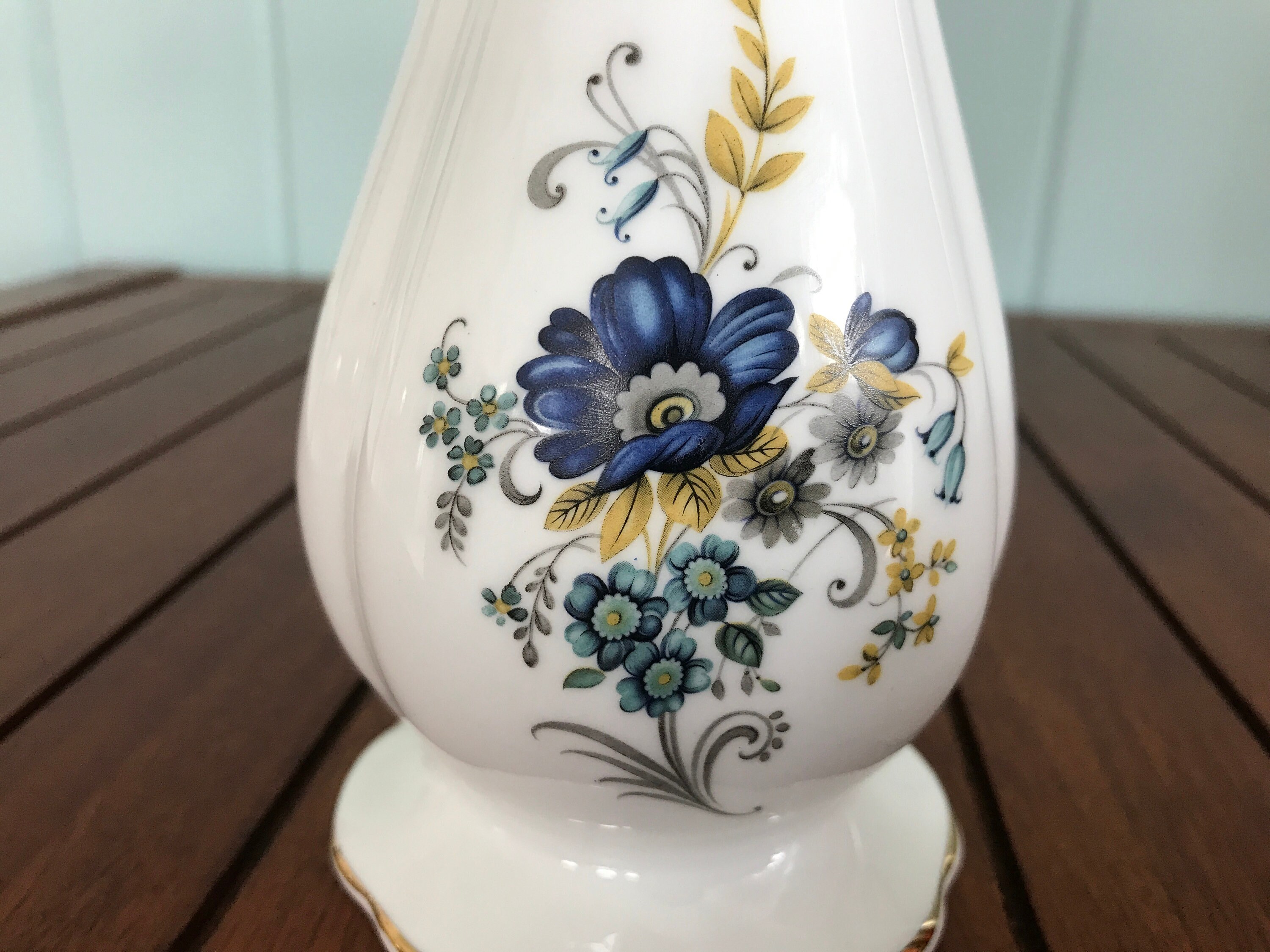 Royal Tara Blue Corn Flower Vase With Gold Trim - Etsy