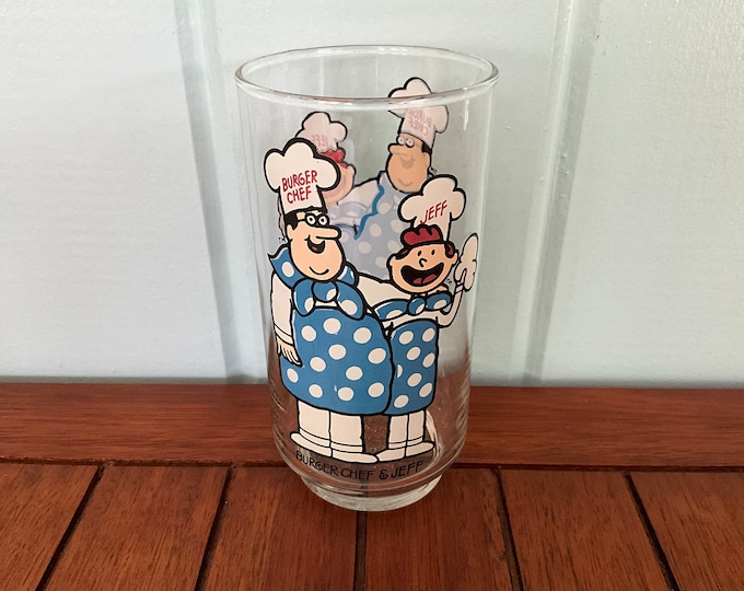 1975 Burger Chef Glass - Burger Chef and Jeff - Faded, Scratched - Etsy