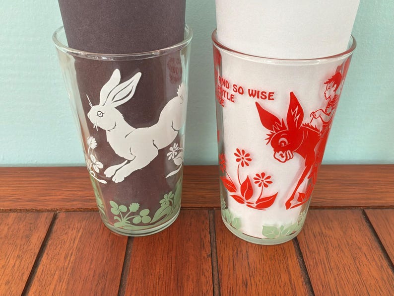 One Vintage Hazel Atlas Alphabet / Letters Glasses - B is for Bunny, D ...