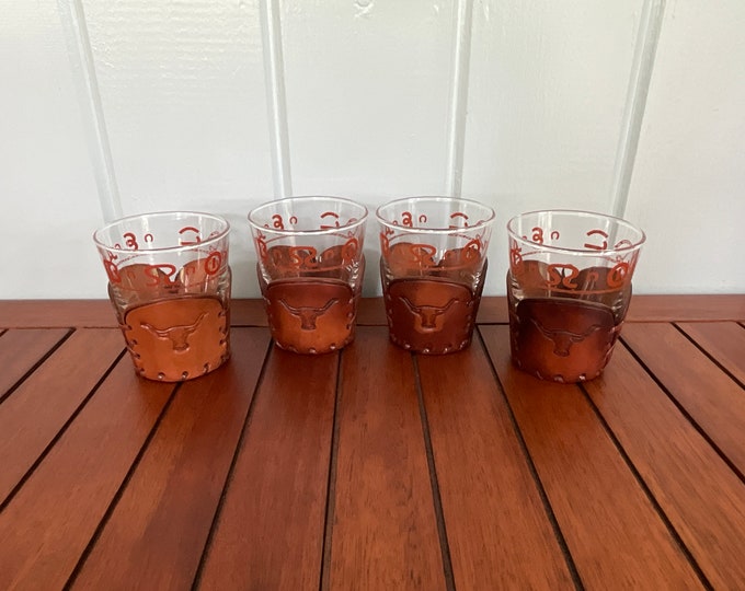 Libbey Bamco Western Cowboy Branding Glasses With Original Leather ...