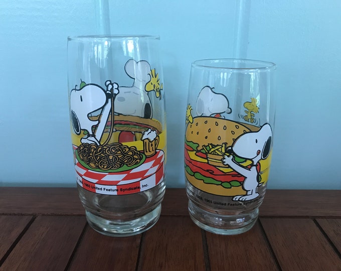 One Charles Schulz Snoopy Food Glass - Snoopy, Woodstock - Spaghetti ...