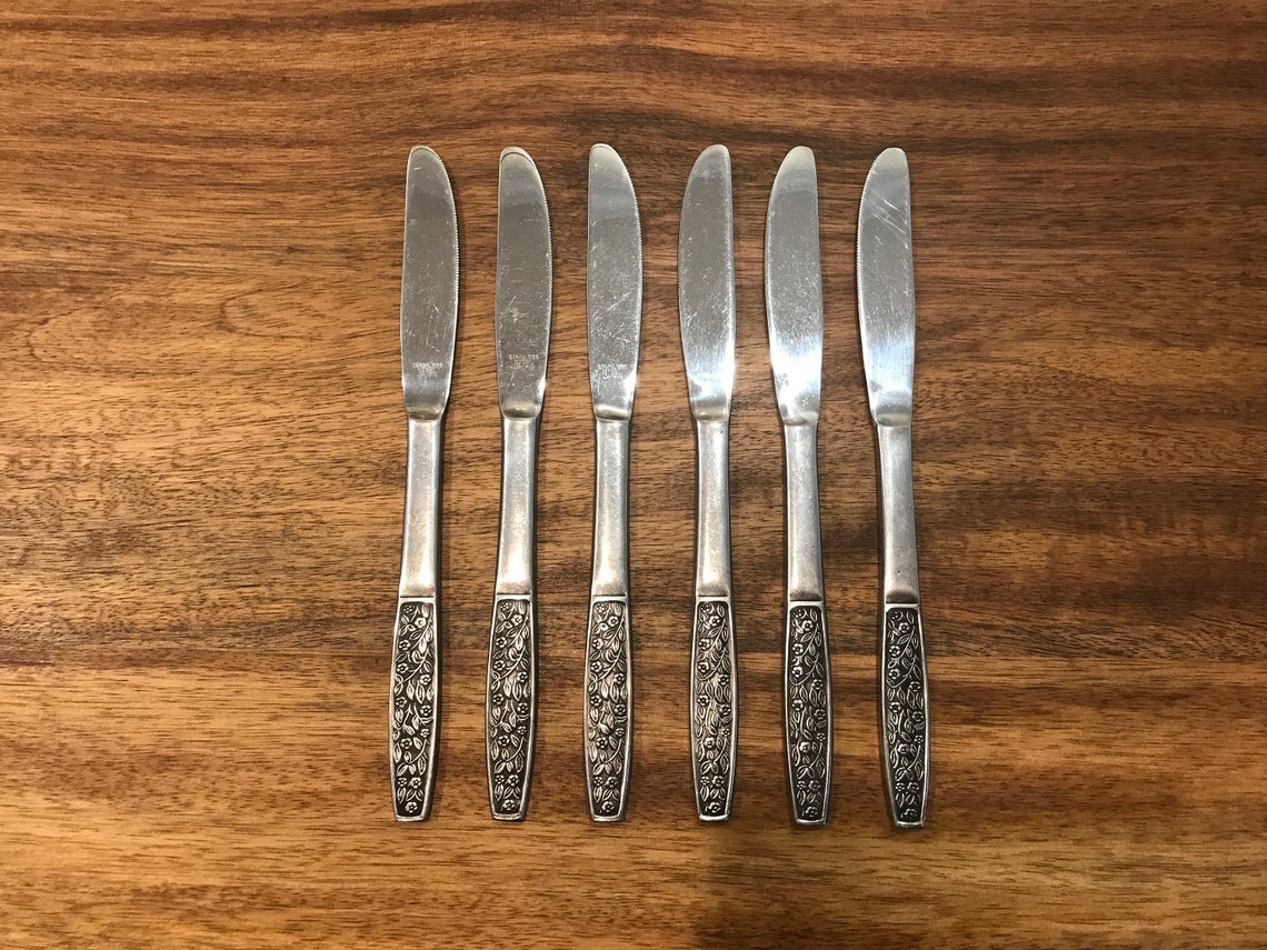 Mid Century Flower Handle Stainless Steel Japan Flatware / - Etsy