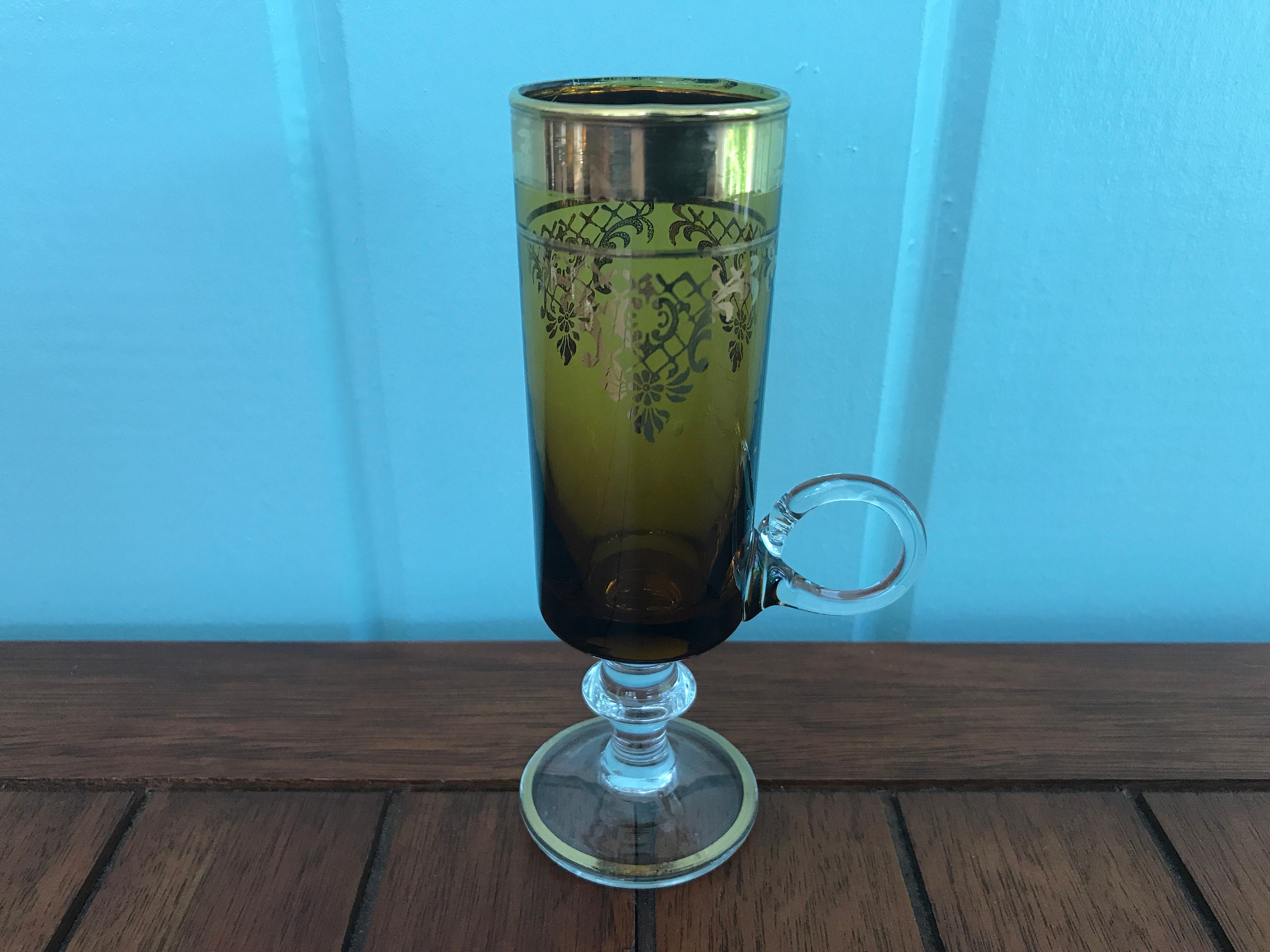 Five Brown Aperitif Glasses / Pousse Cafe Glasses / Liqueur Glasses ...